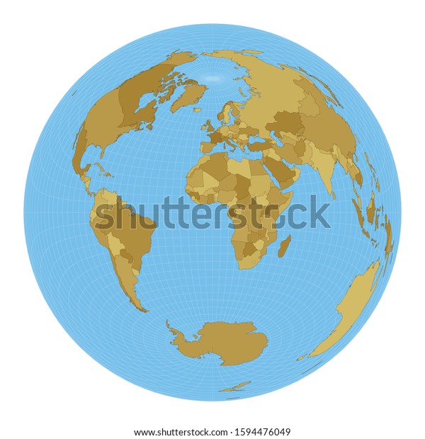 World Map Lambert Azimuthal Equalarea Projection Stock Vector (Royalty ...
