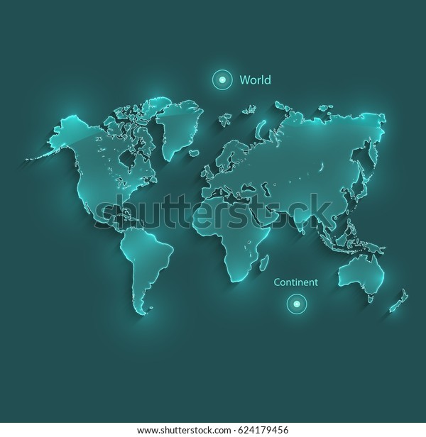 World Map Light Neon Vector Stock Vector (Royalty Free) 624179456 ...