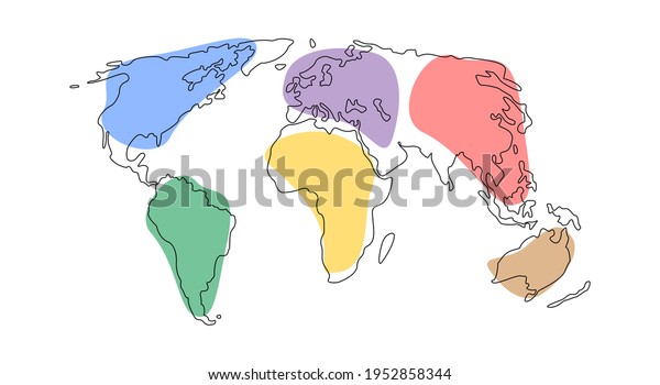 World Map Line Art Hand Drawn Stock Vector (Royalty Free) 1952858344 ...