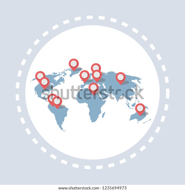 World Map Location Geo Tags Shopping Stock Vector (Royalty Free ...