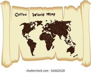 World Map Made Coffee Beans On Stock Vector (Royalty Free) 163622120 ...