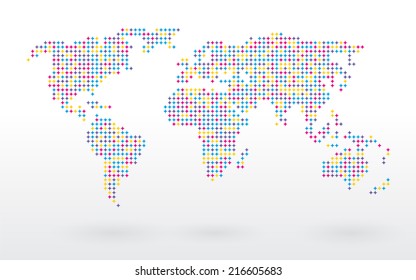 Map World Composed Small Colored Squares Stock Vector (Royalty Free ...