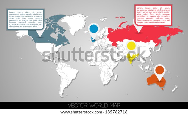 World Map Markers Eps 10 Vector: เวกเตอร์สต็อก (ปลอดค่าลิขสิทธิ์) 135762716 | Shutterstock