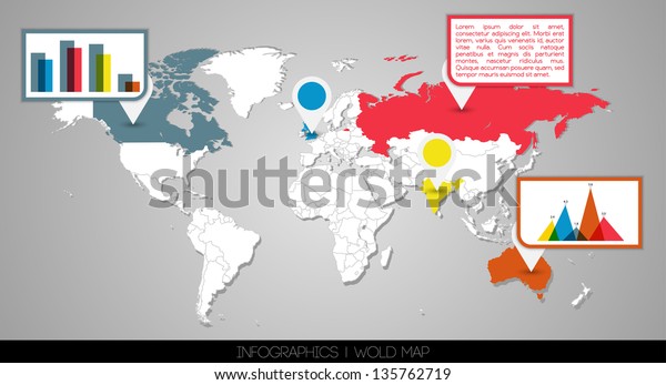 World Map Markers Eps 10 Vector Stock Vector (Royalty Free) 135762719 | Shutterstock
