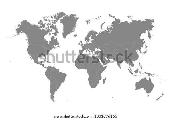 World Map Mono Color High Detail Stock Vector (Royalty Free) 1331896166 ...