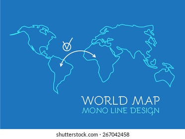 World Map Mono Line Style Vector Stock Vector (Royalty Free) 267042458 ...