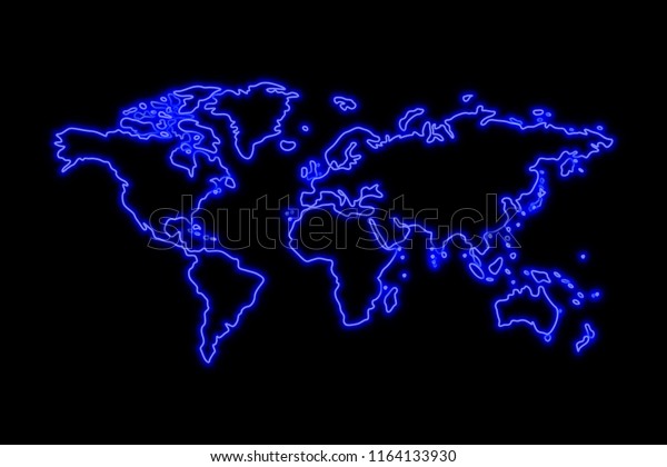 World Map Neon Sign Bright Glowing Stock Vector (Royalty Free ...