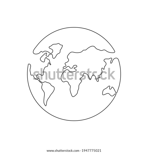 World Map One Line Art Continuous Stock Vector (Royalty Free ...