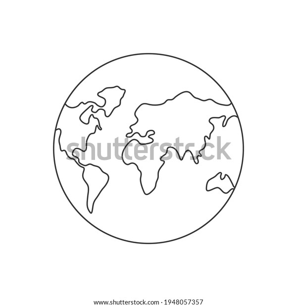 World Map One Line Art Earth Stock Vector (Royalty Free) 1948057357 ...