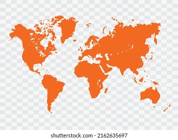 World Map Orange Color On White Stock Vector (Royalty Free) 2162635697 ...
