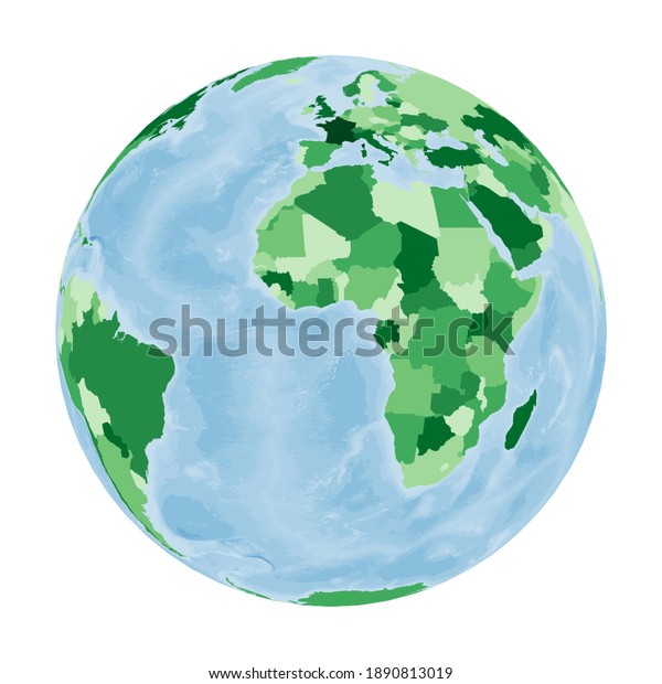 World Map Orthographic Projection World Green Stock Vector (Royalty ...