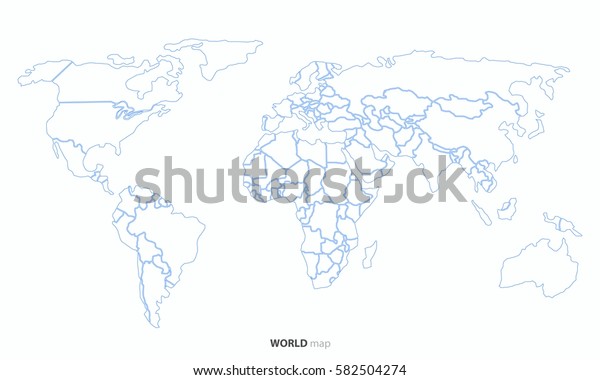 World map outline with country names - issetodo