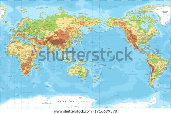 World Map Pacific China Asia View Stock-vektor (royaltyfri) 1716699598