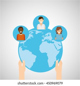World Map People Cooperation Icon Vector Stock Vector (Royalty Free ...
