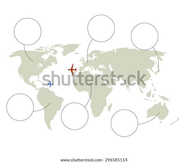 World Map Plane Aircraft Vector Stock Vector (Royalty Free) 296585114 ...