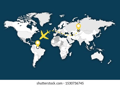 World Map Plane Around World Travelling Stock Vector (Royalty Free ...