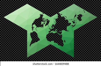 World Map Polyhedral Butterfly Projection Polygonal Stock Vector ...