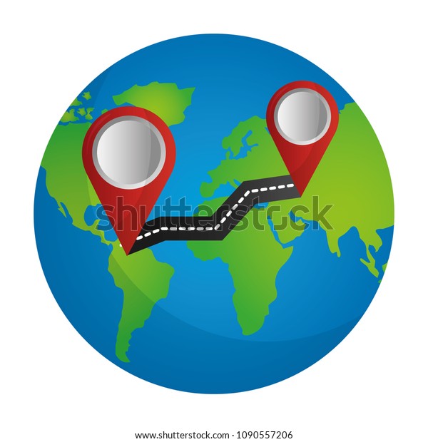World Map Route Travel Finding Gps Stock Vector (Royalty Free ...