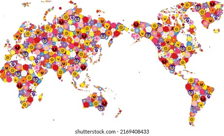 World Map Shaped By Colorful Flowers Stock Vector (Royalty Free ...