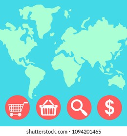 World Map Shopping Icons Stock Vector (Royalty Free) 1094201465 ...