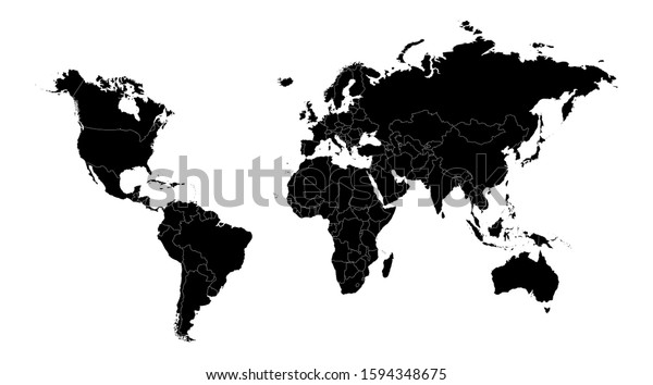 World Map Silhouette Continent Country Illustration Stock Vector ...