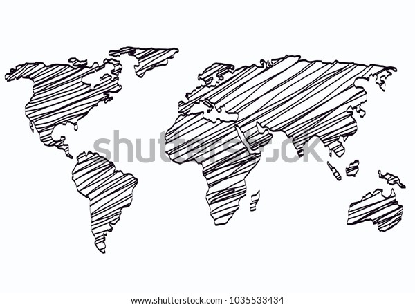 World map sketch outline draw graphic