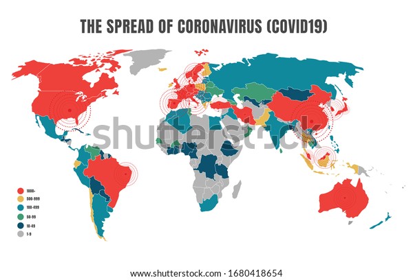 World Map Spread Coronavirus Covid19 Covid Stock Vector (Royalty Free ...