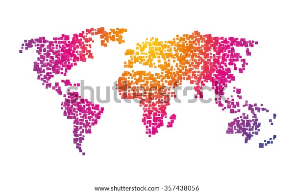 World Map Squares Color Gradient Stock Vector (Royalty Free) 357438056 ...