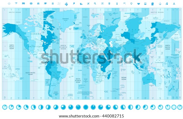 World Map Standard Time Zones Soft Stock Vector (Royalty Free) 440082715