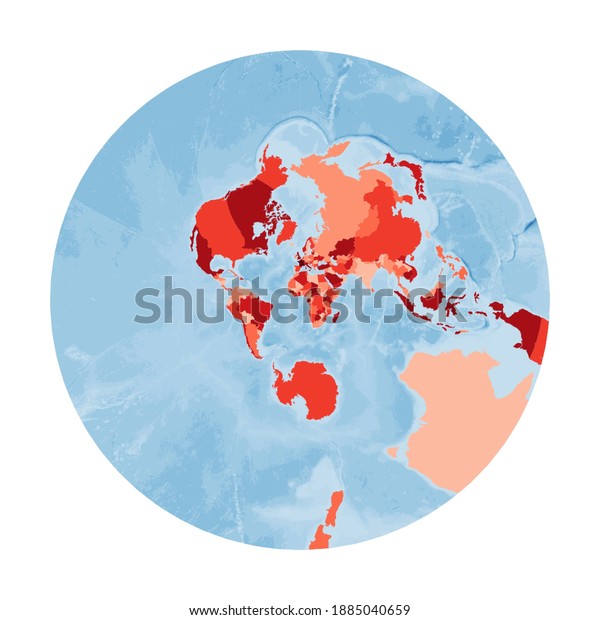 World Map Stereographic World Red Colors Stock Vector (Royalty Free ...