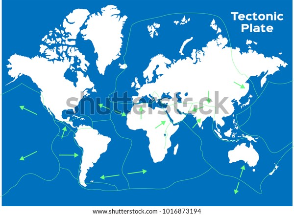 World Map Tectonic Plates Vector Stock-vektor (royaltyfri) 1016873194