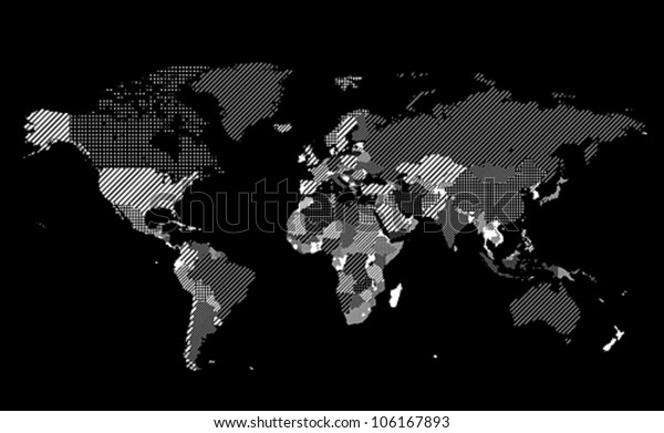 World Map Textured Countries On Black Stock Vector (Royalty Free ...