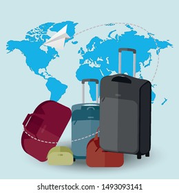 World Map Travel Suit Case Stock Vector (Royalty Free) 1493093141 ...