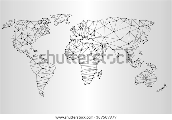 World Map Triangulation Social Map Business Stock Vector (Royalty Free ...