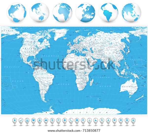World Map White Color Borders Countries: เวกเตอร์สต็อก (ปลอดค่า ...
