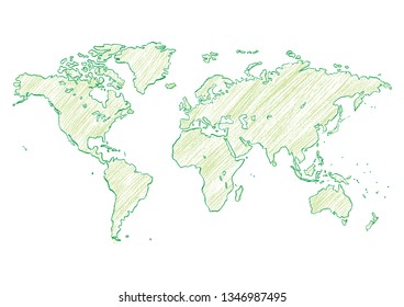 World Map Written Crayons Stock Vector (Royalty Free) 1346987495 ...