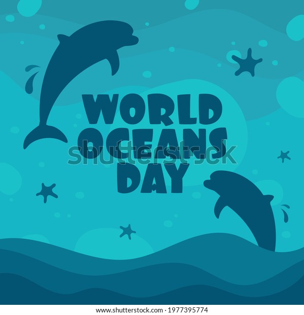 World Oceans Day Concept Dolphin Silhouette Stock Vector (Royalty Free ...