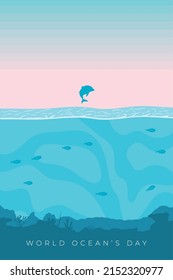 World Oceans Day Poster Dolphin Stock Vector (Royalty Free) 2152320977 ...