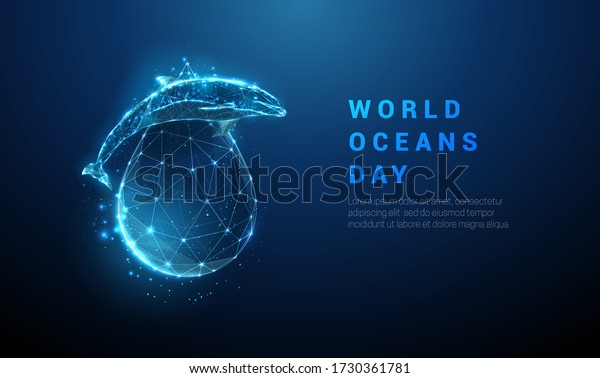 World Oceans Day Template Jumping Dolphin Stock Vector (Royalty Free ...