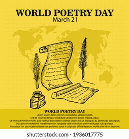 World Poetry Day Poster Vector Stock Vector (Royalty Free) 1936017775 ...