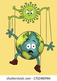 World Puppet Because Corona Virus Pandemic Stock Vector (Royalty Free ...