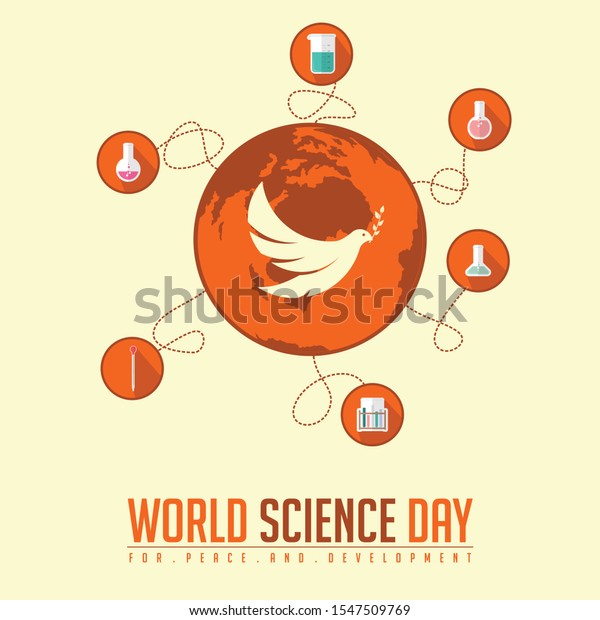 World Science Day Peace Development Flying Stock Vector (Royalty Free ...
