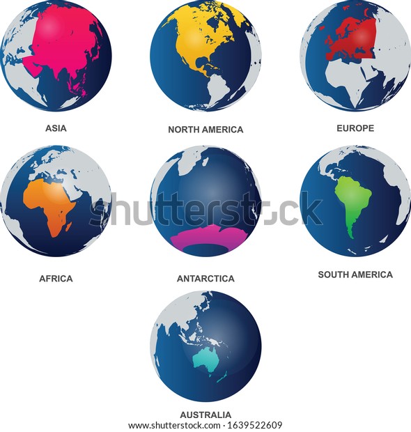 World Seven Continents Vector Illustration Stock Vector (Royalty Free ...