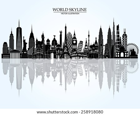 World Skyline Detailed Silhouette Vector Illustration Stock Vector ...