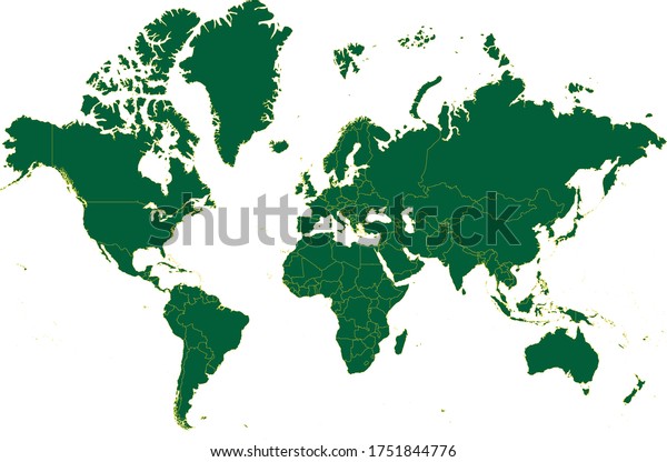 World Split Map Green Color Yellow Stock Vector (Royalty Free ...