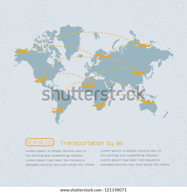 World Transportation Map Airplanes Eps 10 Stock Vector (Royalty Free ...