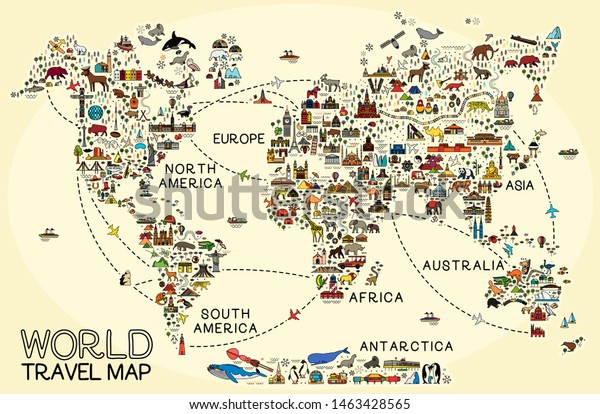 World Travel Line Icons Map Travel Stock Vector (Royalty Free) 1463428565