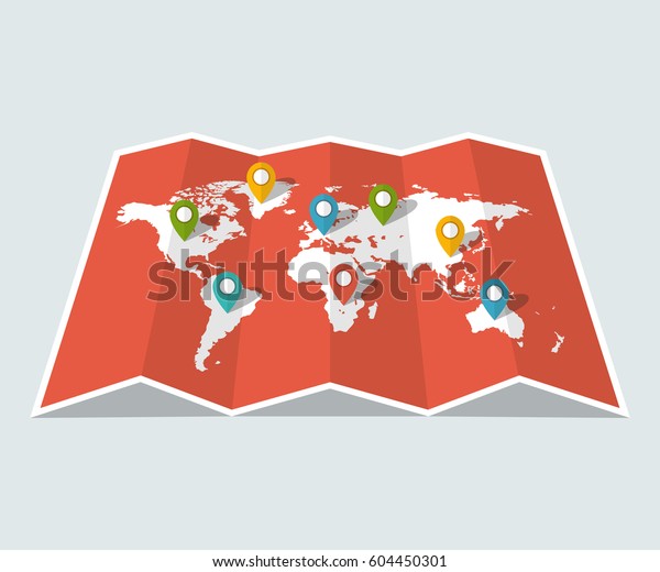 World Travel Map Travel Pin Location Stock Vector (Royalty Free ...