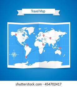 World Travel Map Vector Paper Template Stock Vector (Royalty Free ...
