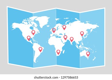 World Travel Mapworld Map Point Markers Stock Vector (Royalty Free ...